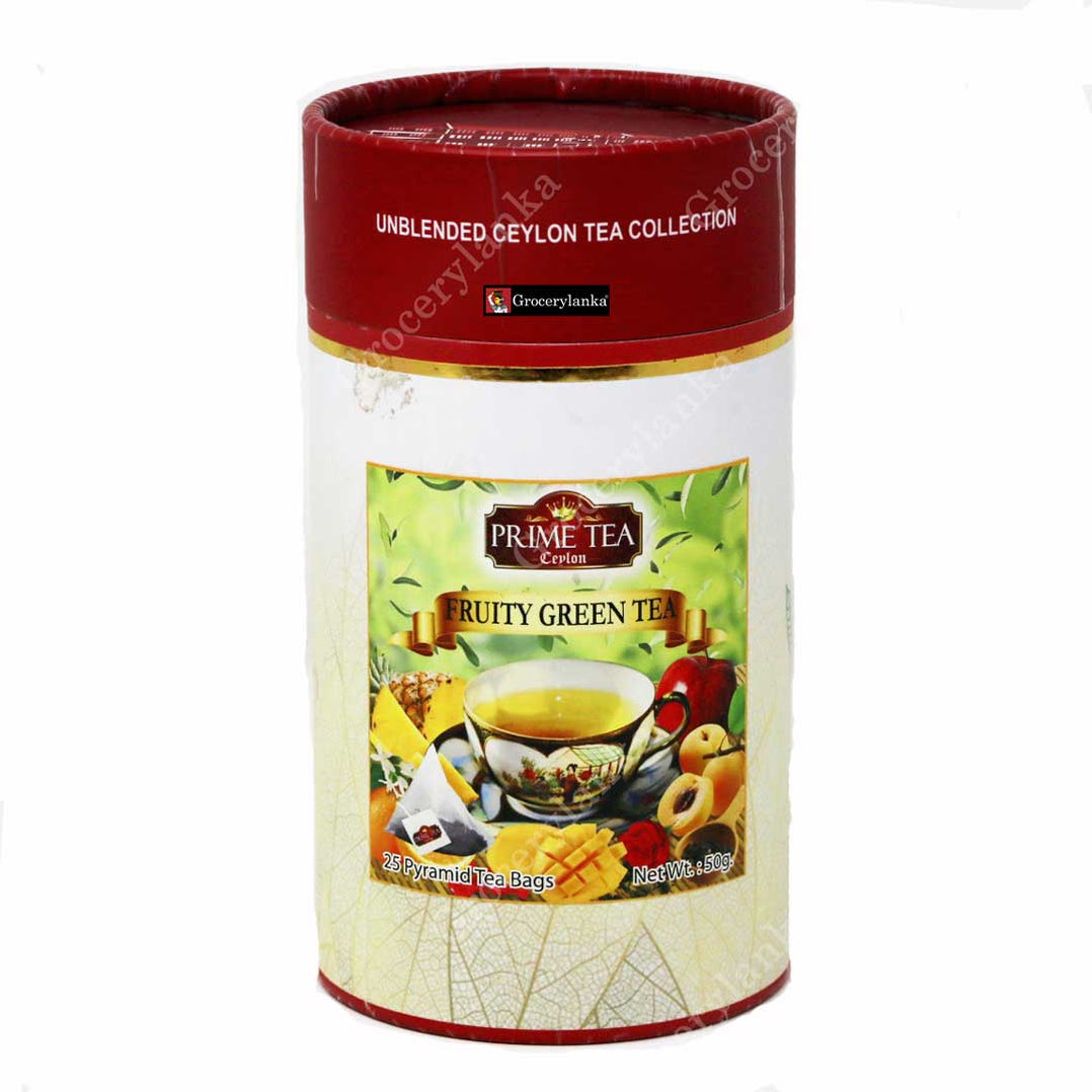 Prime Tea Ceylon Fruity Green Tea | 25 Pyramid Tea Bags — Grocerylanka