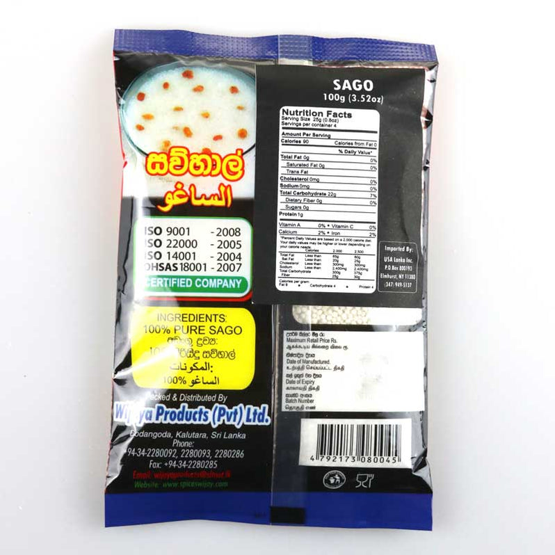 Wijaya Sago 100g – Premium Tapioca Pearls from Sri Lanka — Grocerylanka